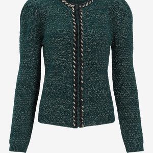 Express | Sweaters | Express Lurex Chain Metallic Emerald Green Sweater ...